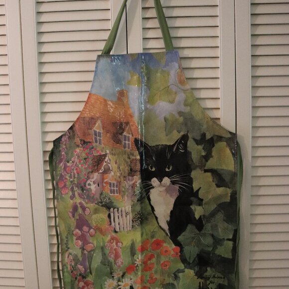 Other | Harrods Vinyl Apron With Cat And English Garden | Poshmark